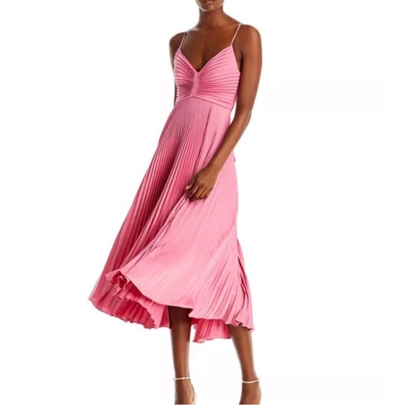 A.L.C. | Dresses | Alc Gemini Dress In Chateau Rose Midi Dress Pleated ...